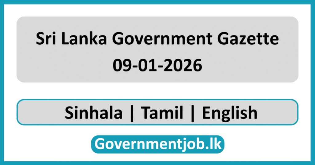 Sri Lanka Government Gazette 2026 January 09 Sinhala Tamil English ...